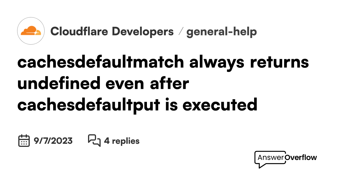 caches.default.match() always returns undefined. even after caches.default.put() is executed ...