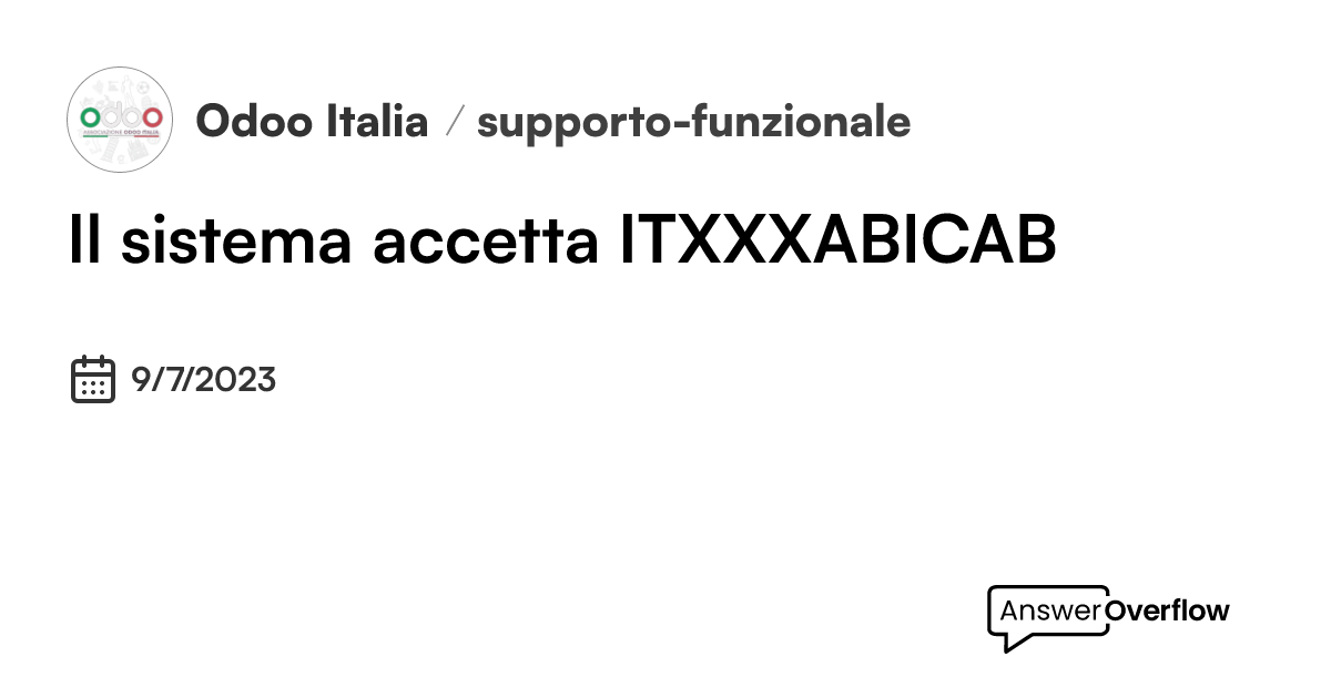 Il sistema accetta ITXXX - Odoo Italia