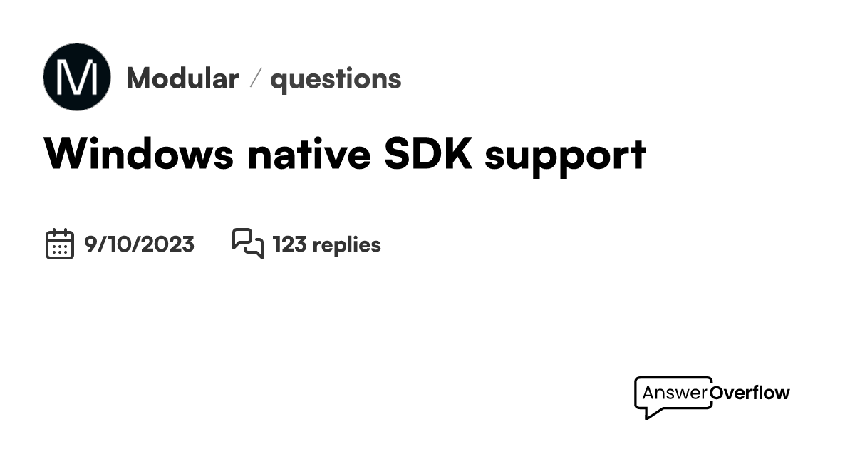 Windows native SDK support - Modular
