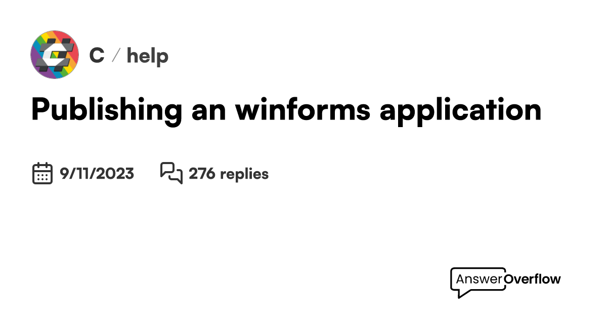 Publishing an winforms application - C#