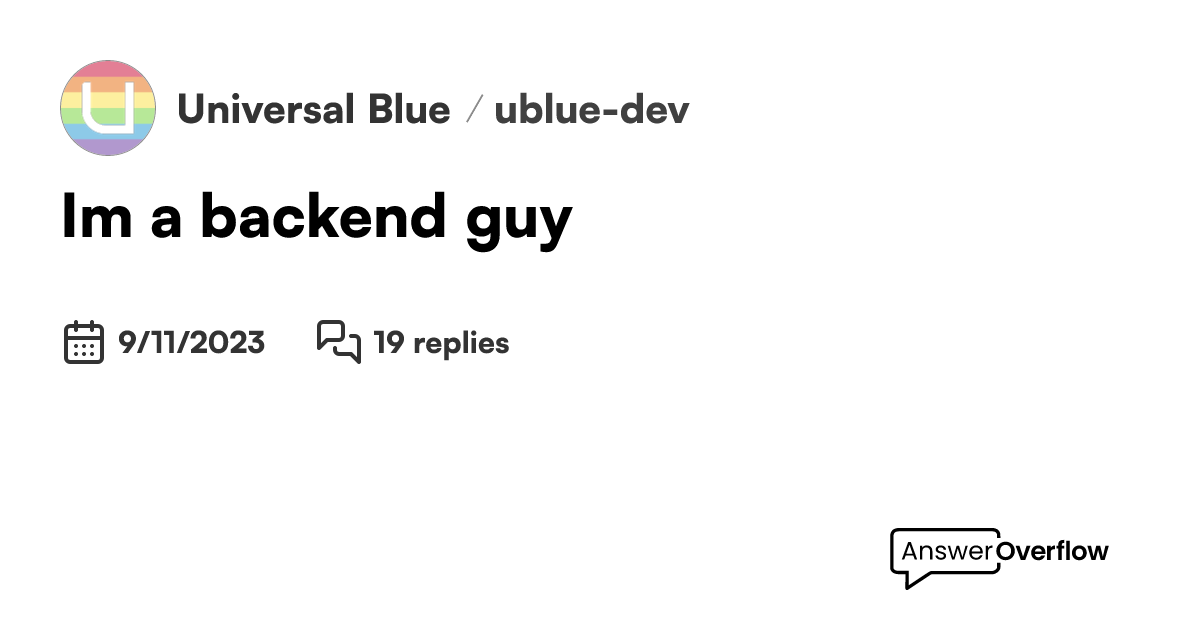 I'm a backend guy - Universal Blue