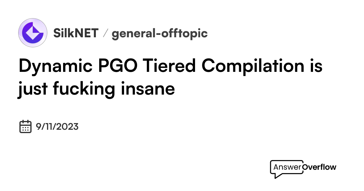 Dynamic PGO / Tiered Compilation is just fucking insane - Silk.NET