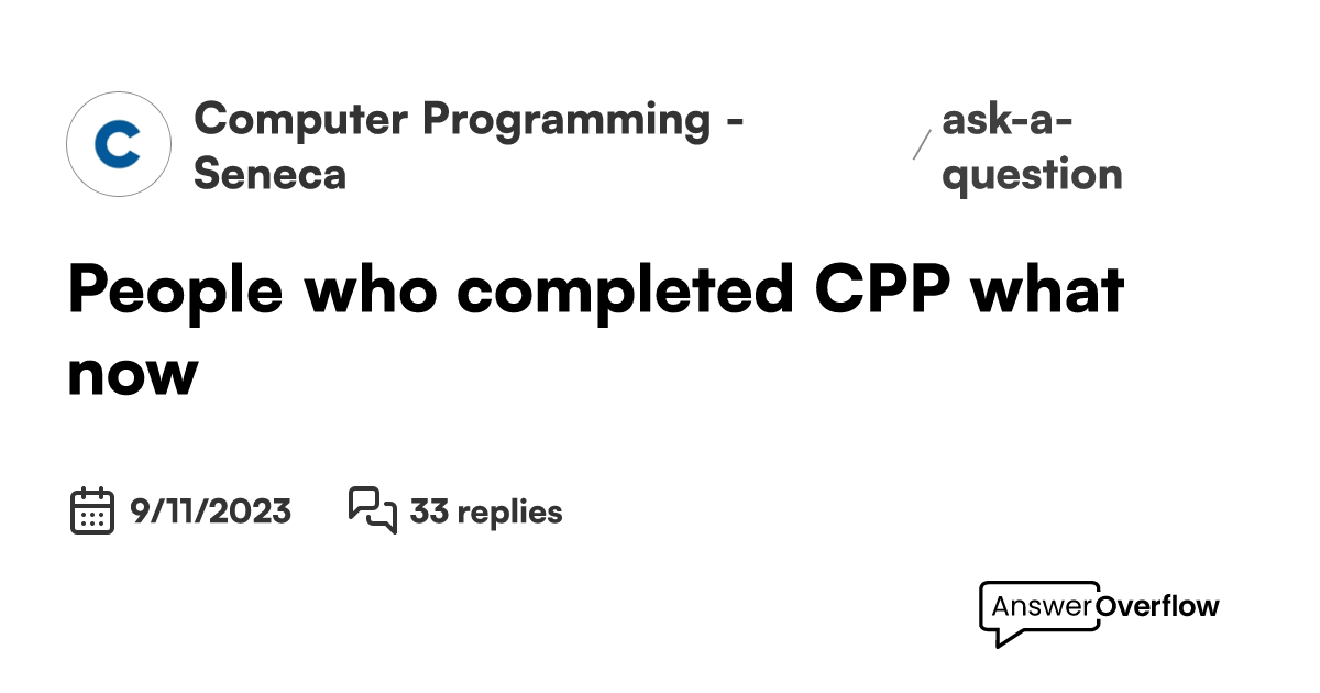 People who completed CPP, what now? - Computer Programming - Seneca Polytechnic College