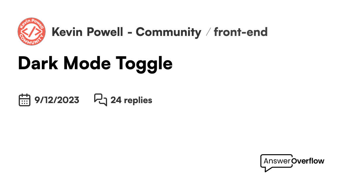 Dark Mode Toggle - Kevin Powell - Community