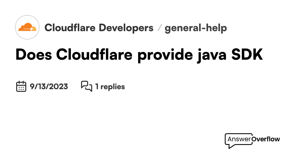 Does Cloudflare provide java SDK? - Cloudflare Developers
