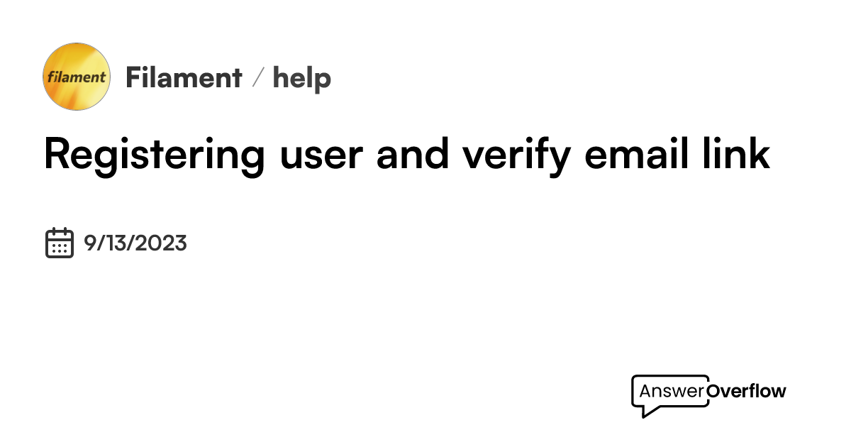 Registering user and verify email link - Filament