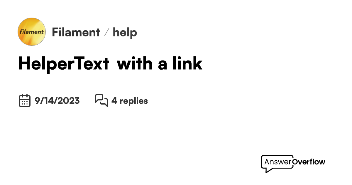 HelperText with a link - Filament