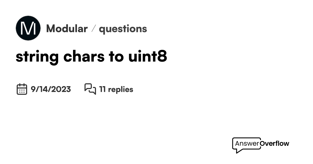string chars to uint8 - Modular
