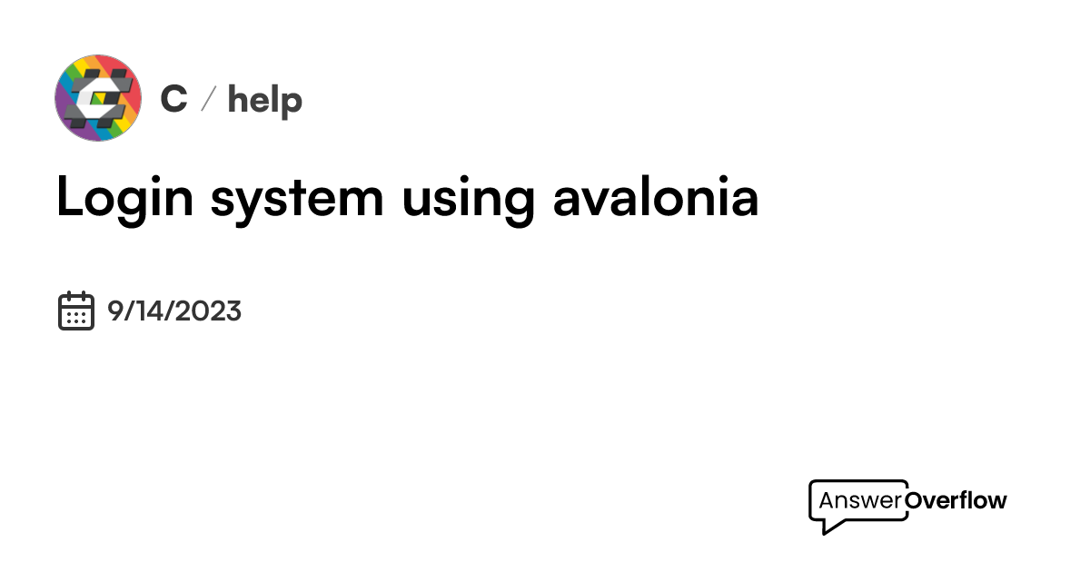 Login system using avalonia - C#