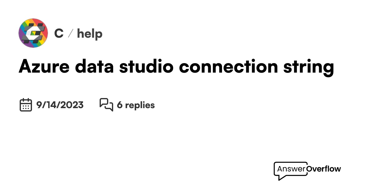 Azure data studio connection string. - C#