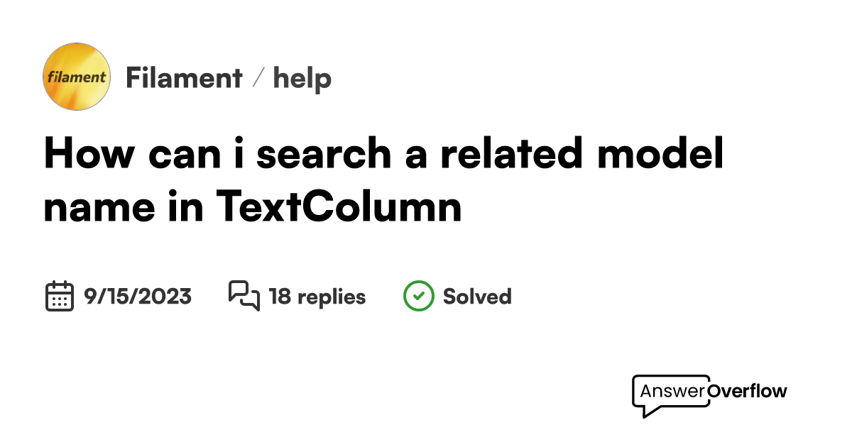 How Can I Search A Related Model Name In Textcolumn Filament