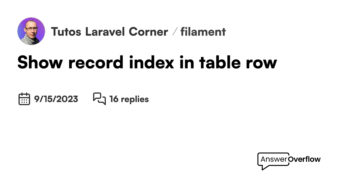 Show record index in table row - Tuto's Laravel Corner