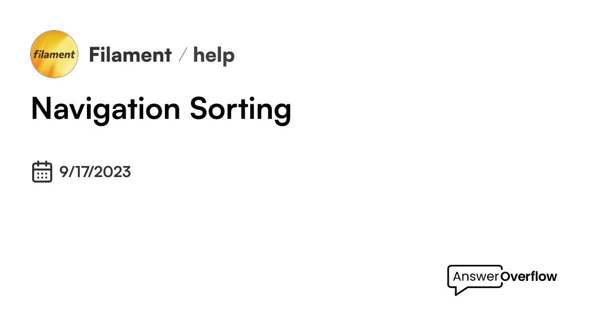Navigation Sorting - Filament