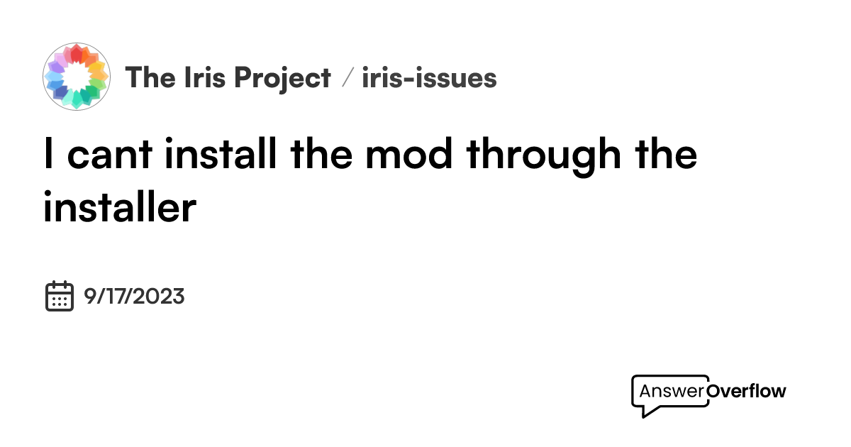 I cant install the mod through the installer - The Iris Project