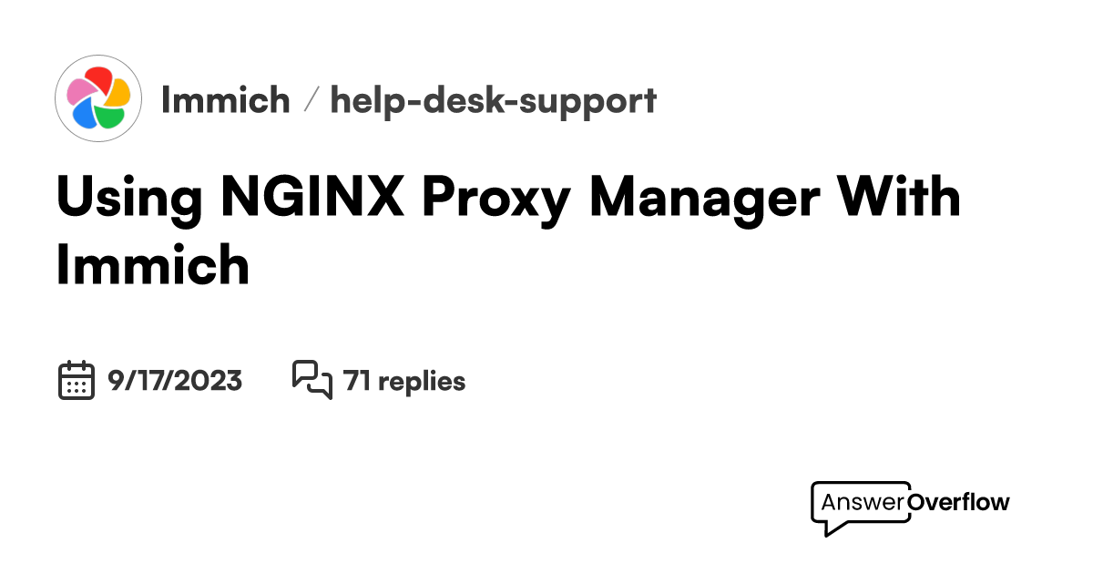Using NGINX Proxy Manager With Immich - Immich
