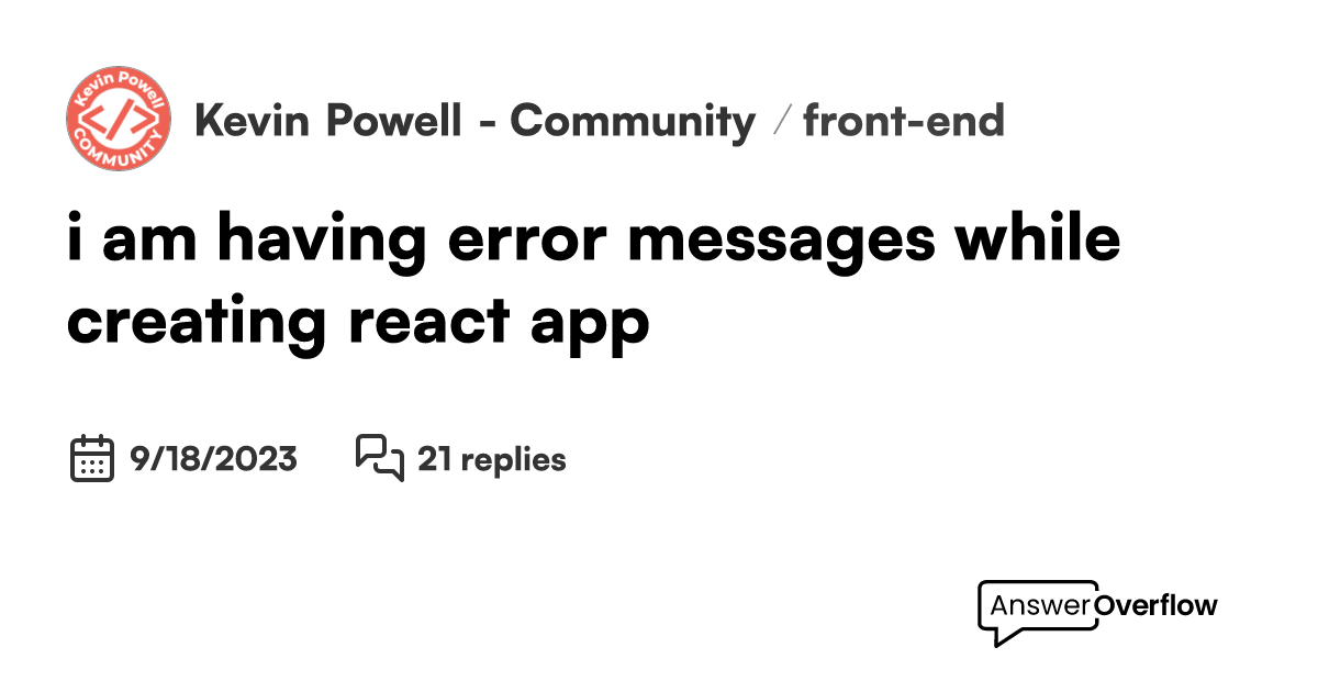 i am having error messages while creating react app - Kevin Powell - Community