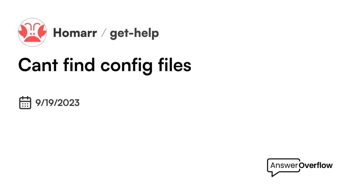 Can't find config files - Homarr
