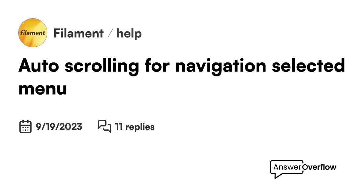 Auto scrolling for navigation selected menu - Filament