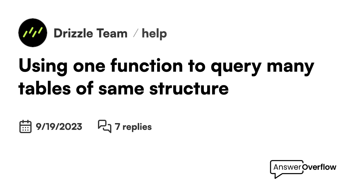 Using One Function To Query Many Tables Of Same Structure Drizzle Team