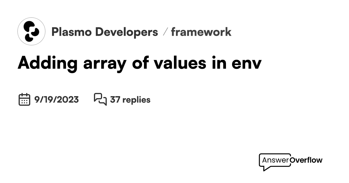Adding array of values in env - 🧩 Plasmo Developers