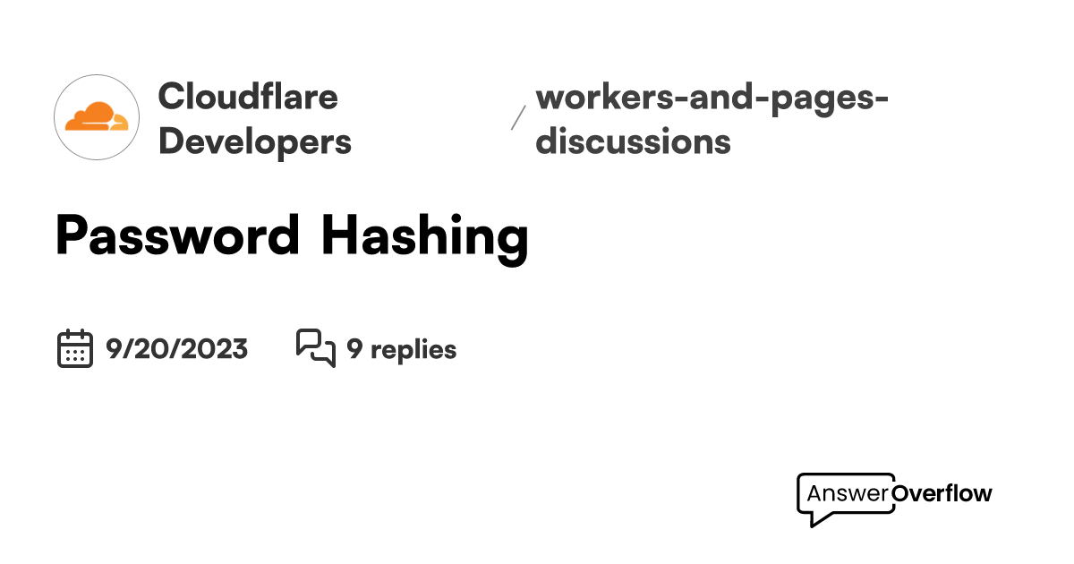 Password Hashing - Cloudflare Developers