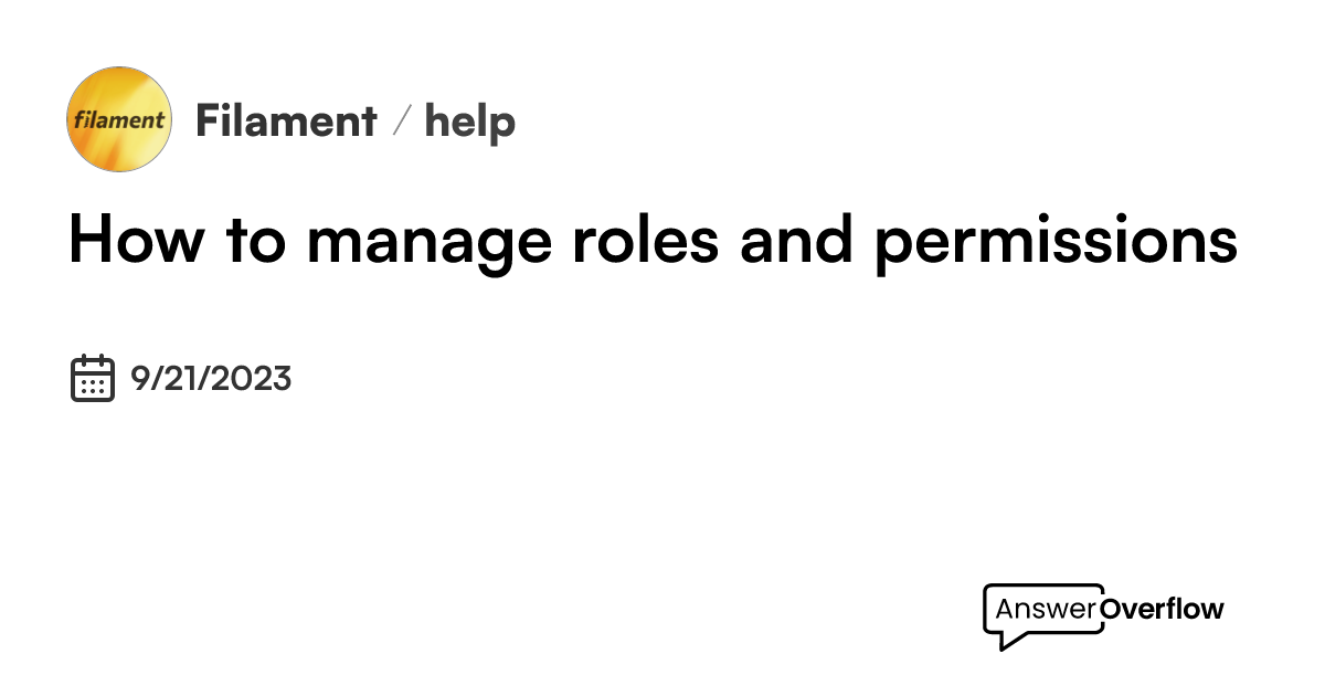 How to manage roles and permissions ? - Filament