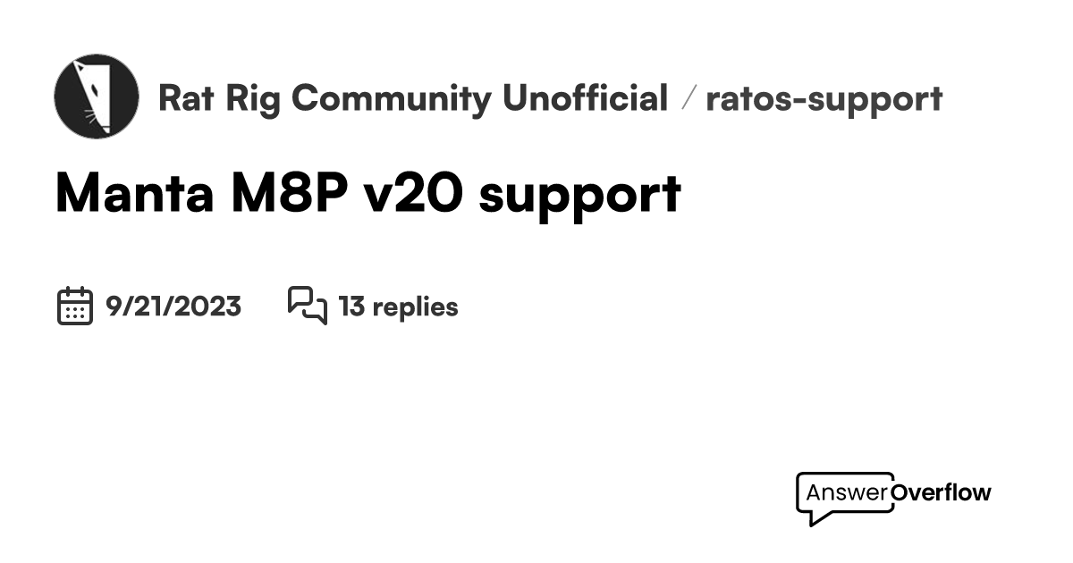 Manta M8P v2.0 support - Rat Rig Community [Unofficial]