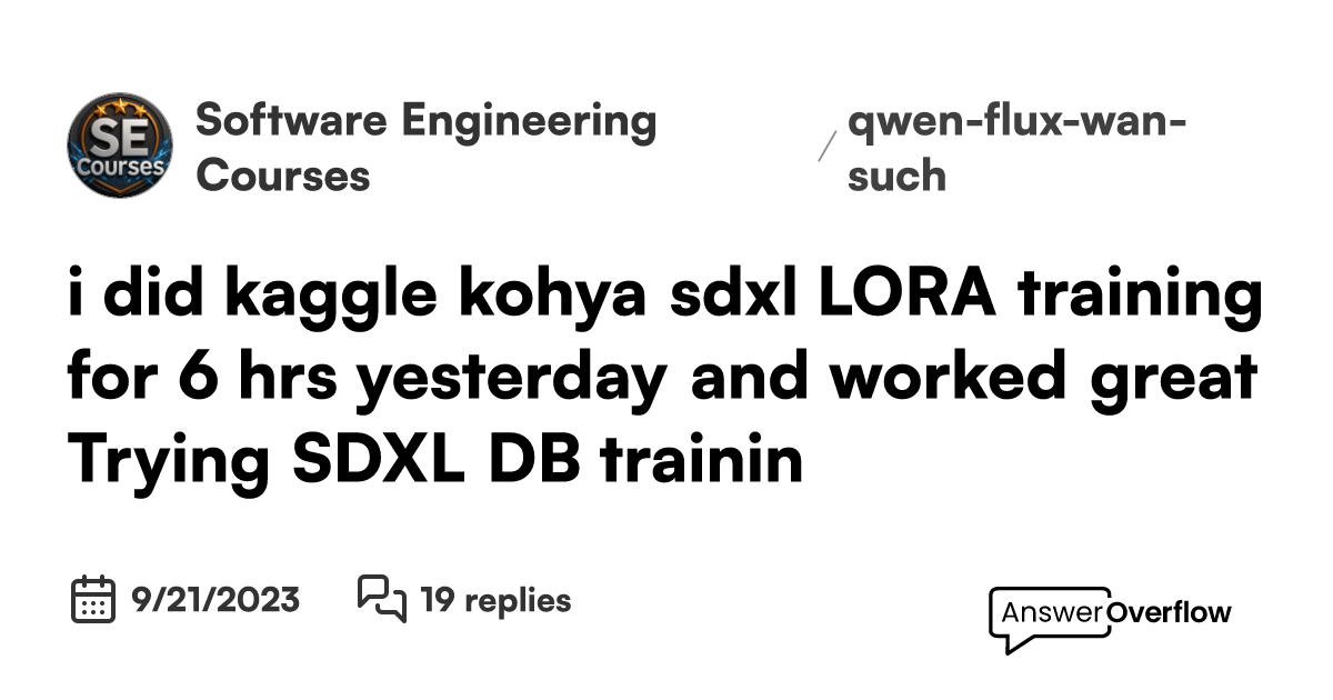 i did kaggle kohya sdxl LORA training for 6 hrs yesterday and worked great.. Trying SDXL DB ...