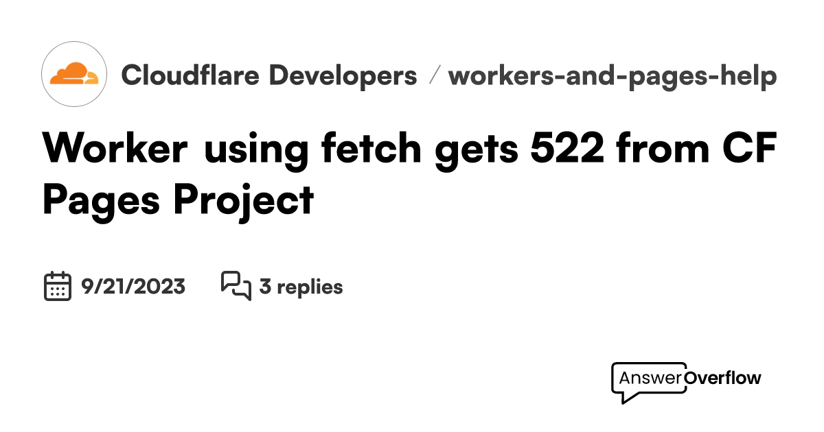 Worker using fetch gets 522 from CF Pages Project - Cloudflare Developers