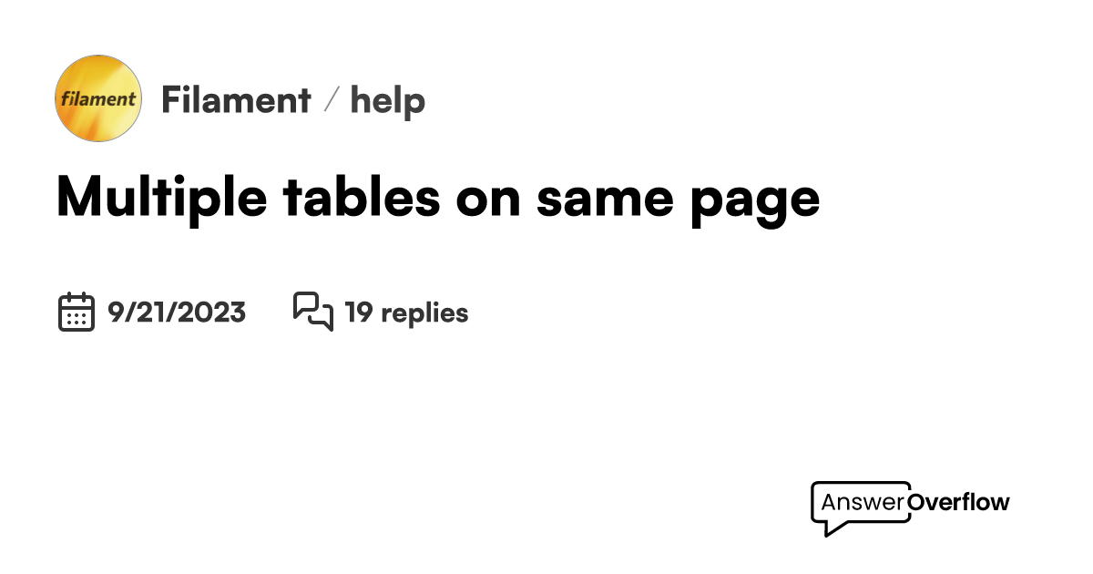 Multiple tables on same page - Filament