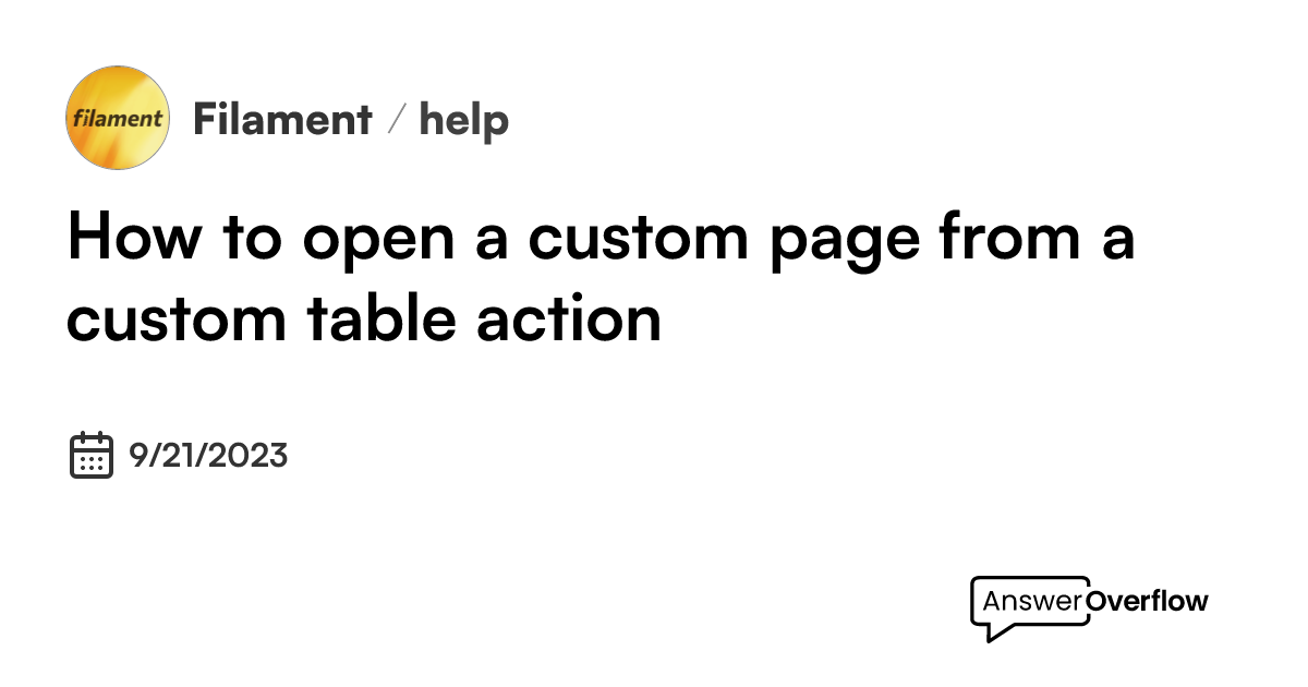 How to open a custom page from a custom table action? - Filament