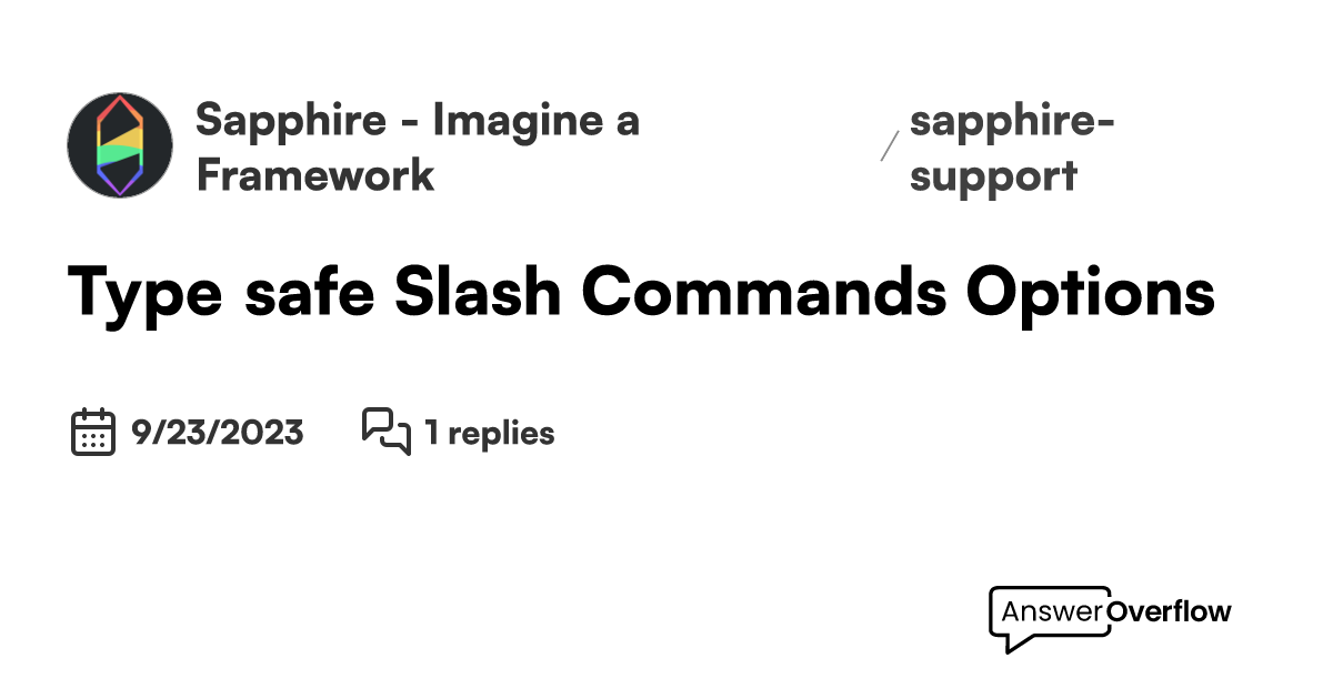 Type safe Slash Commands Options ? - Sapphire - Imagine a Framework