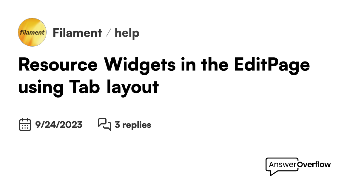 Resource Widgets in the EditPage using Tab layout - Filament