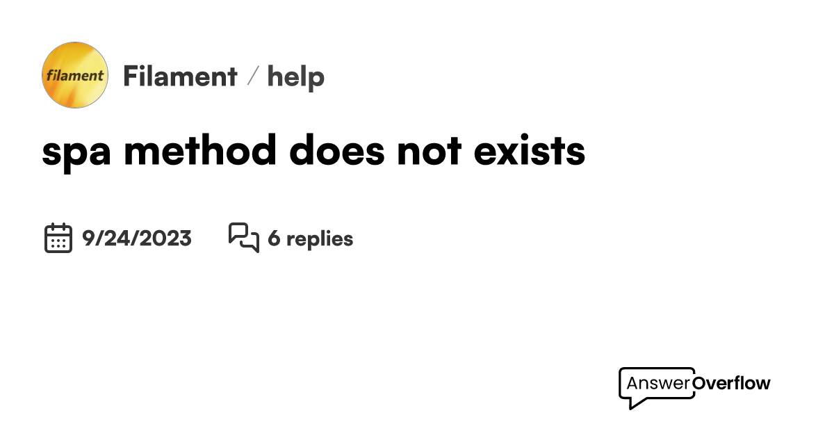 spa method does not exists - Filament