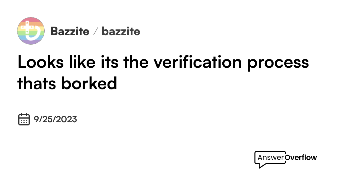 Looks like it’s the verification process that’s borked - Universal Blue