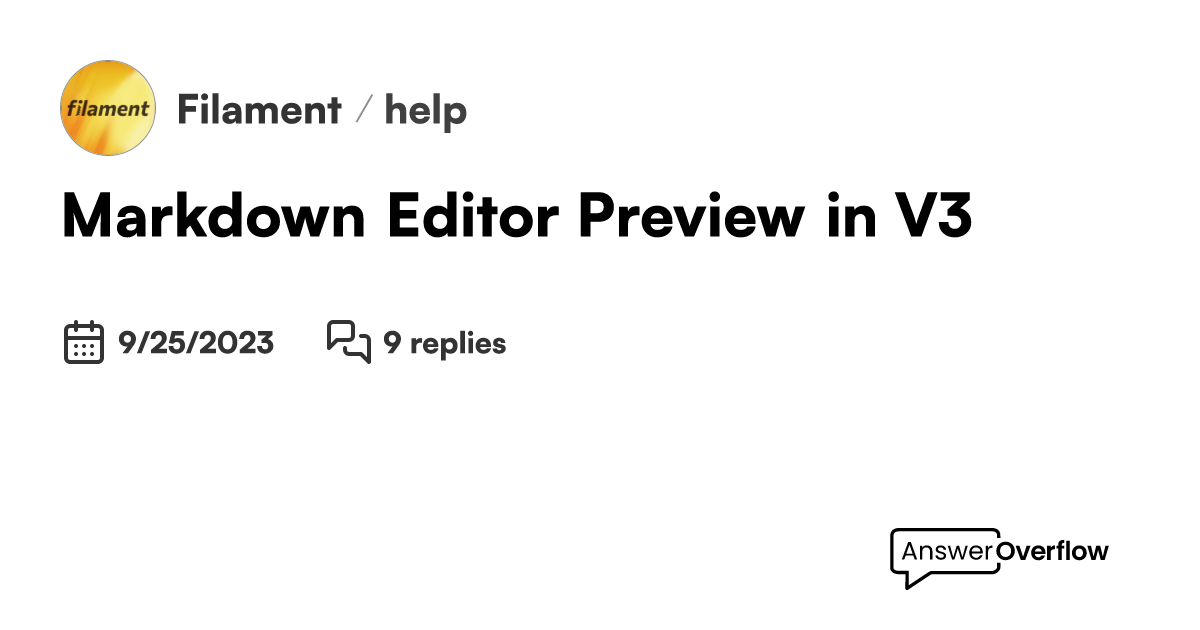Markdown Editor Preview in V3? - Filament