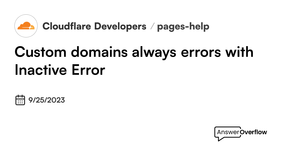 Custom domains always errors with Inactive (Error) - Cloudflare Developers