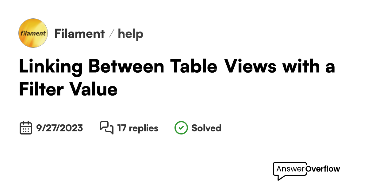 Linking Between Table Views with a Filter Value - Filament
