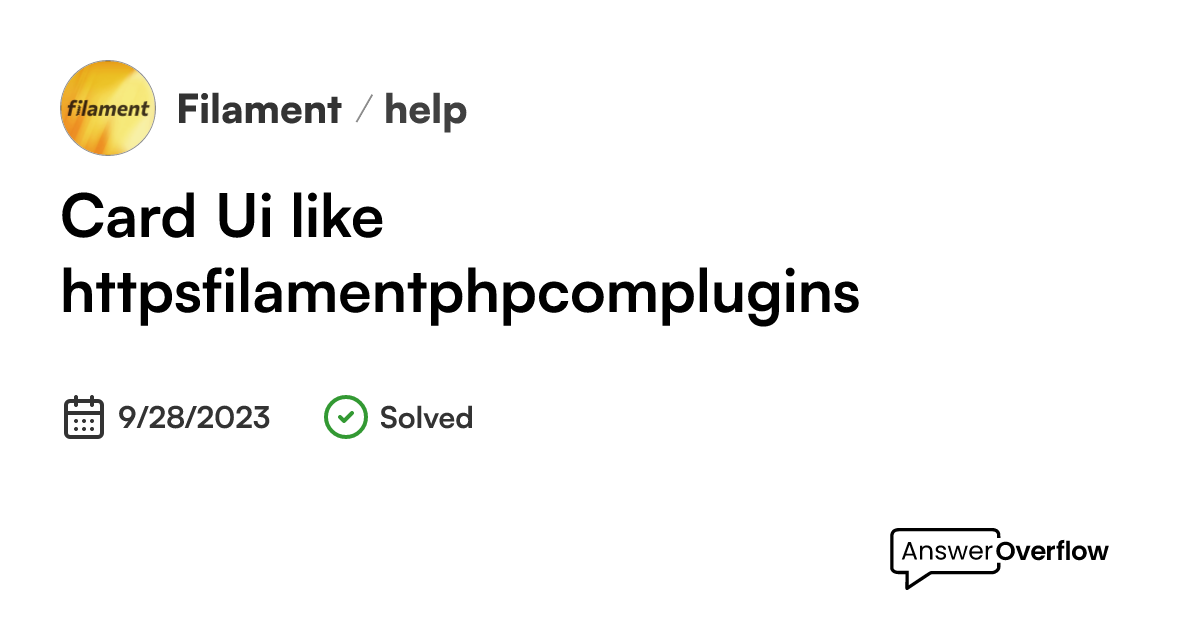 Card Ui like https://filamentphp.com/plugins - Filament