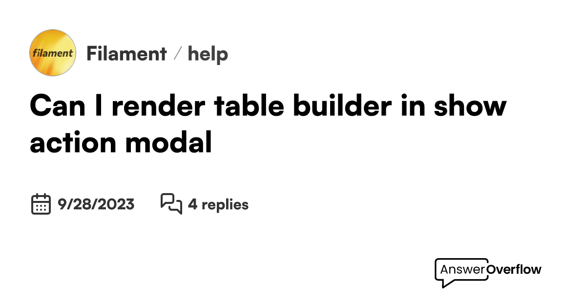 Can I render table builder in show action modal? - Filament