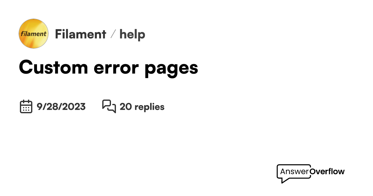 Custom error pages - Filament