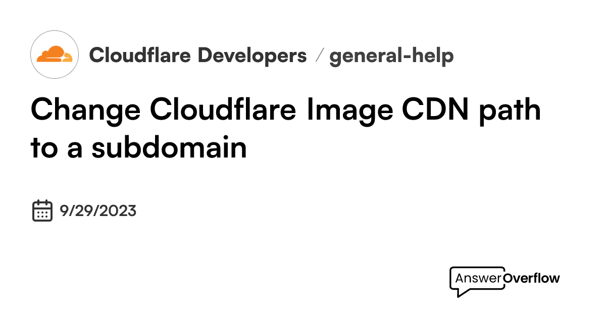 Change Cloudflare Image CDN path to a subdomain - Cloudflare Developers