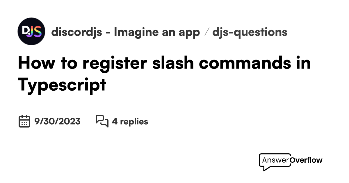 How to register slash commands in Typescript - discord.js - Imagine an app