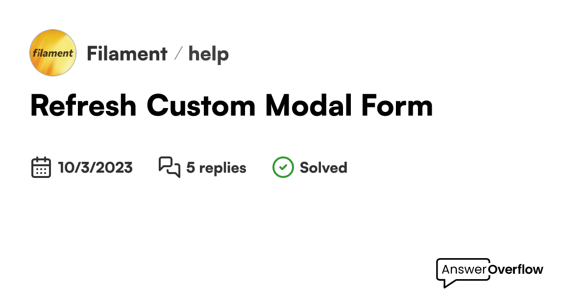 Refresh Custom Modal Form - Filament