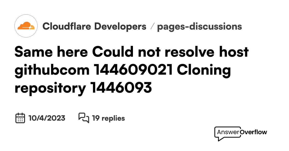 Same here `Could not resolve host: github.com` ``` 14:46:09.021 Cloning repository... 14:46:09 ...
