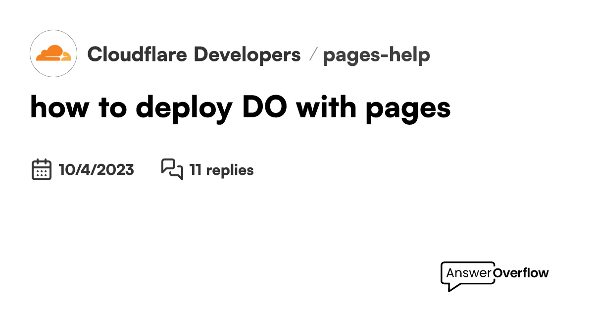 how to deploy DO with pages? - Cloudflare Developers