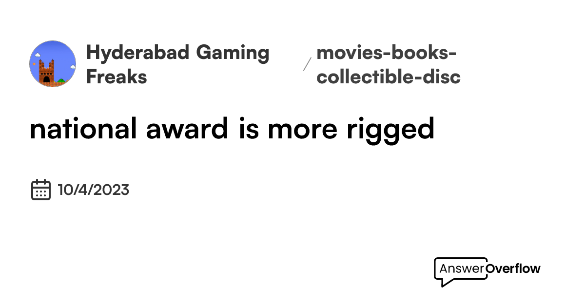 national award is more rigged - Hyderabad Gaming Freaks!🎮🇮🇳