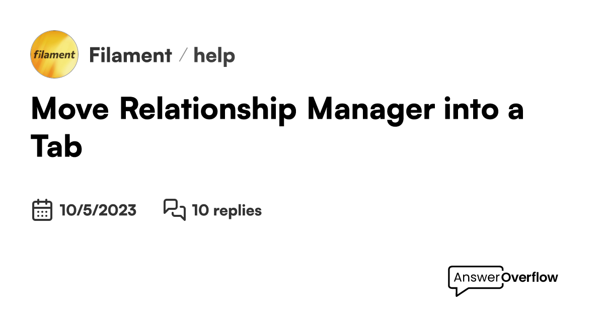 Move Relationship Manager into a Tab - Filament