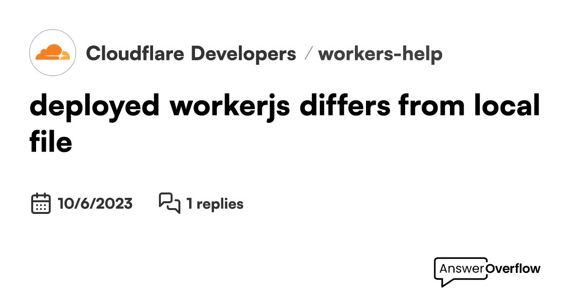 Deployed Workerjs Differs From Local File Cloudflare Developers
