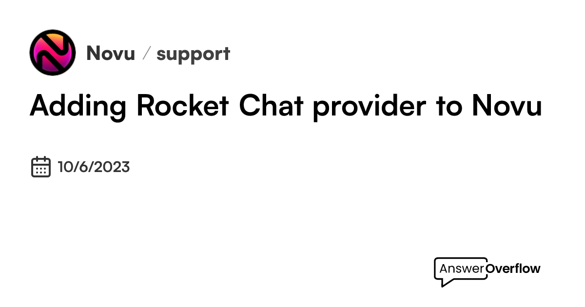 Adding Rocket Chat provider to Novu - Novu